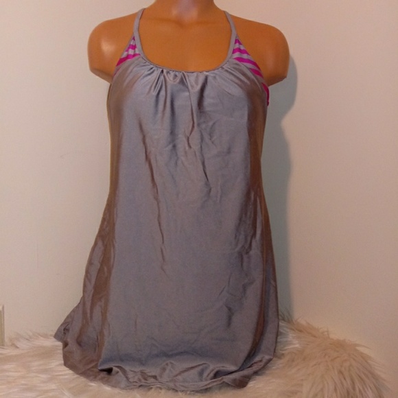 Swim | Grey Flowing Swim Dress Layered 1pc Tankini Top | Poshmark